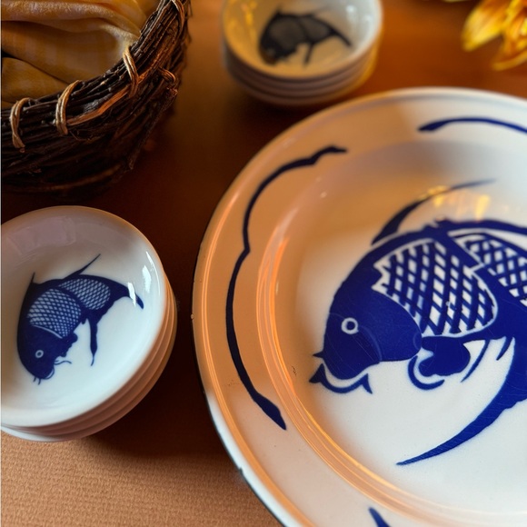 Dining | Metal Fish Plate And 8 Ceramic Small Fish Dishes | Poshmark